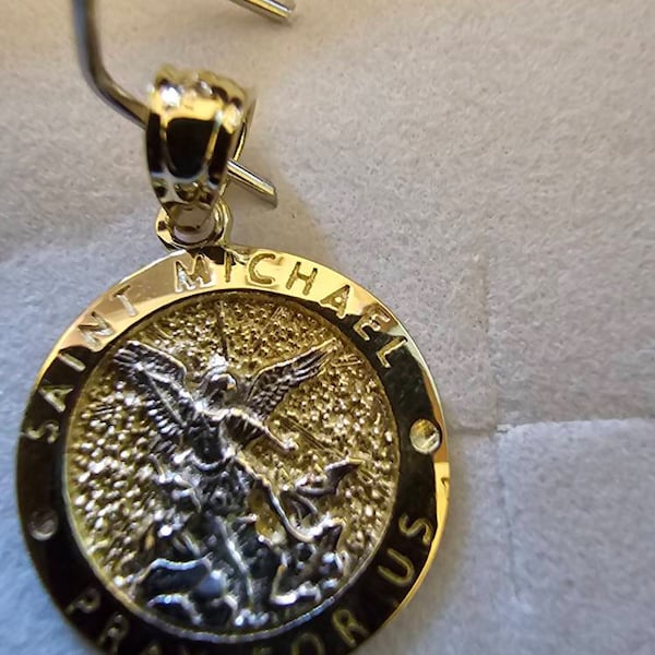 10k Solid Gold Saint Michael Pendant: Protection Jewelry Gift - Etsy