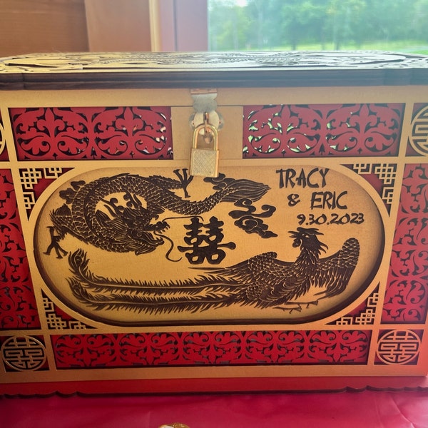 WEDDING MONEY BOX Chinese Eastern Personalised Monogrammed Envelopes ...