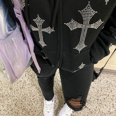ZIP UP Cross Hoodie, Hoodie With Crosses - Etsy