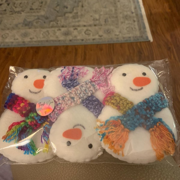 Set of 6 Christmas Snowman Felt Decorations Christmas Ornaments Made to ...