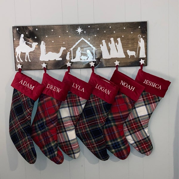 Custom Nativity Wall Stocking Hanger|rustic Stocking Holder|stocking ...