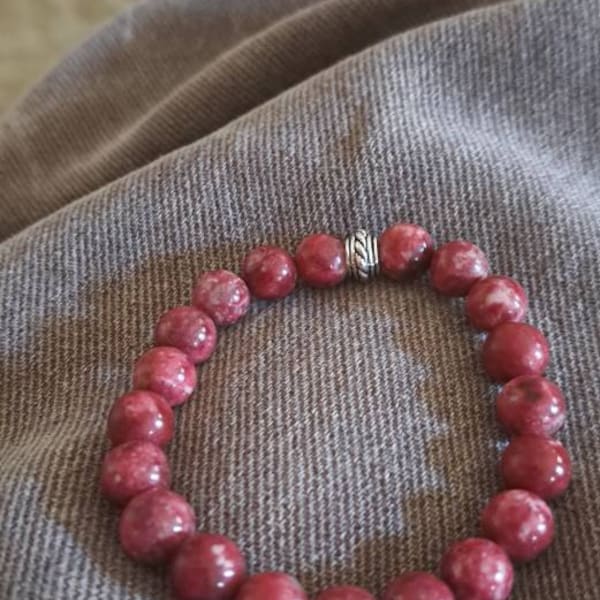 NORWEGIAN THULITE BRACELET, Choice, 10mm, 8mm, 6mm, 4mm, Round Natural ...