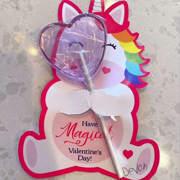 Unicorn Valentine Treat Holder Printable Cards, Girl Classroom ...