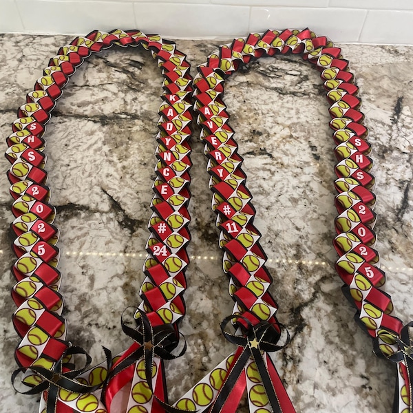 Personalized Softball Graduation Lei, Custom Ribbon Lei, Senior Night ...