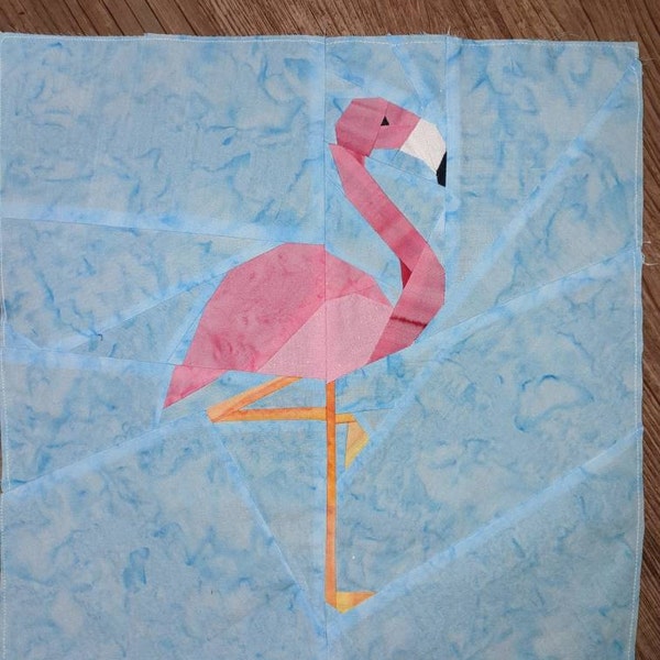 Flamingo Quilt Block Pattern, 3 Sizes PDF Instant Download, Foundation ...