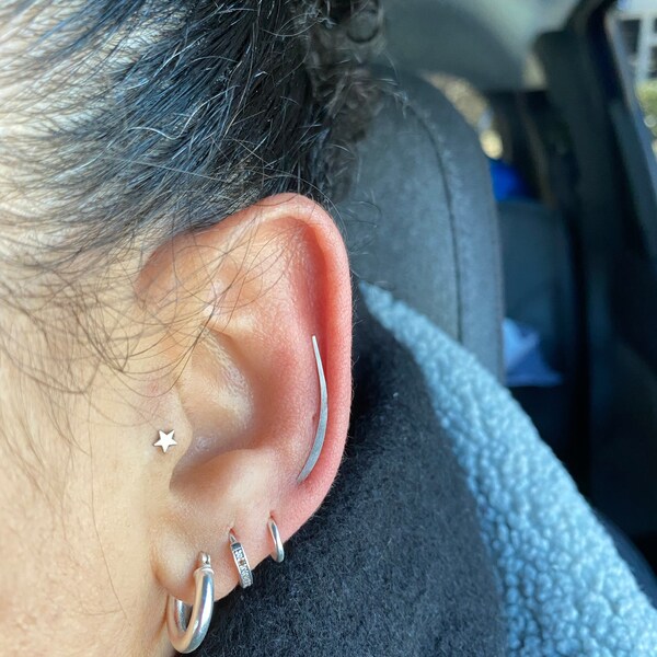 HELIX - Long Helix Cartilage Earring - Curved Helix Jewelry - Helix ...