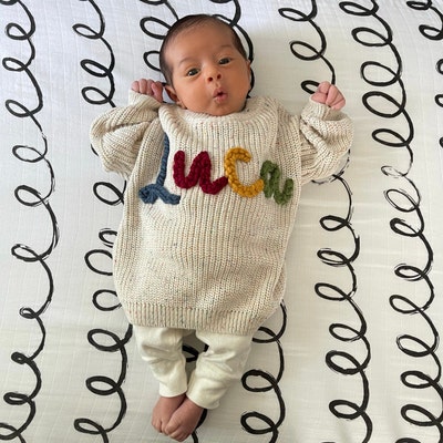 Custom Name Boy Sweater, Personalized Name Sweater, Hand Embroidered ...