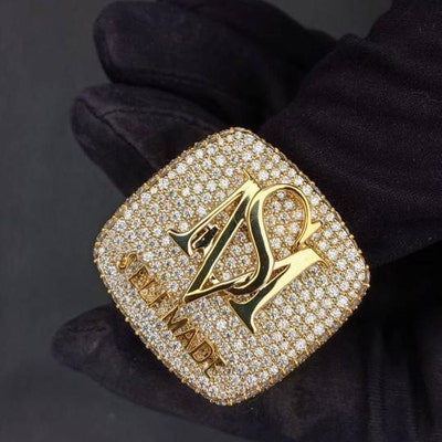 Mens Iced Out Cross Ring Christian Cross Ring 14K Solid Yellow Gold ...