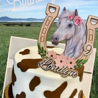 Topper de pastel de caballo / Topper de pastel ecuestre floral ...
