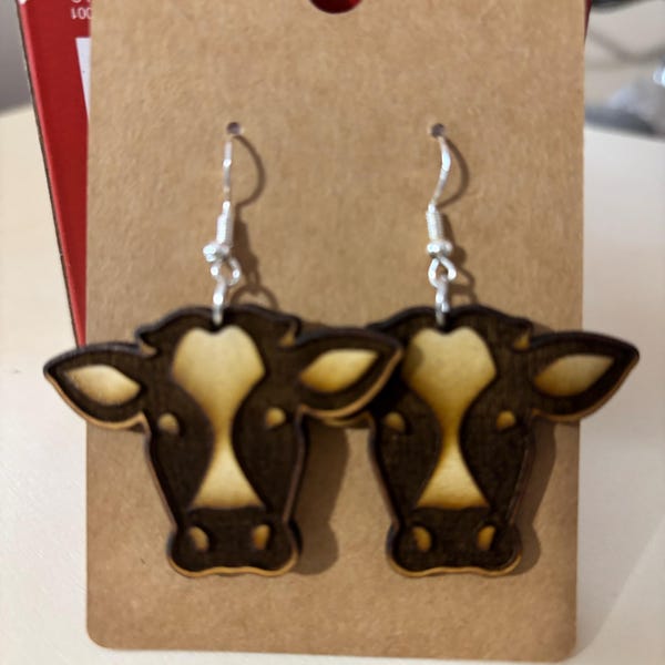 Cow Earrings SVG, Cow Head Earring SVG, Engraving Pattern Svg, Wood ...