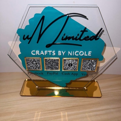 QR Code Display Acrylic Wood Sign for Business Social Media Display ...