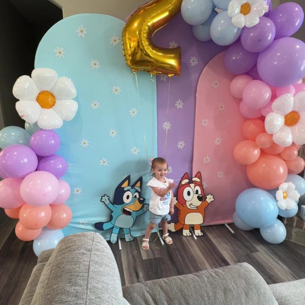 Rainbow Pastel Balloon Garland Featuring Bluey Balloon Birthday Balloon ...