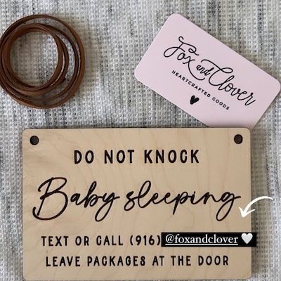 Baby Sleeping Sign, Please Do Not Knock or Ring Doorbell Wood Sign, Do ...