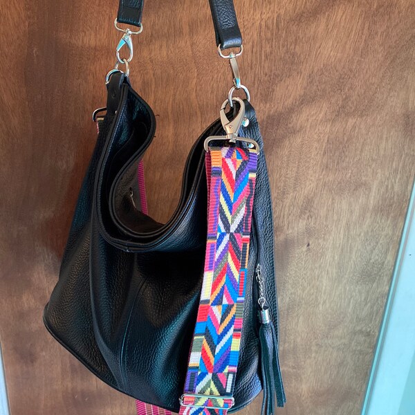 Black Hobo Bag, Aztec Belt Bag, Black Leather Shoulder Bag, Hobo Bag ...