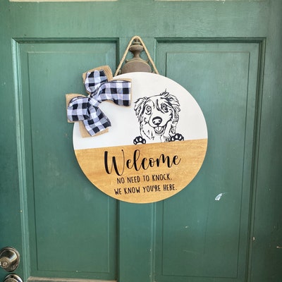 Pet Welcome Sign/ Pet Door Sign/ Dog Door Sign/pet Portrait Wreath/ Dog ...