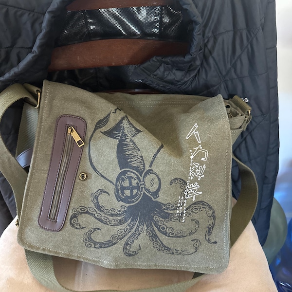 Mad Science Squid Messenger Bag KHAKI GREEN - Etsy