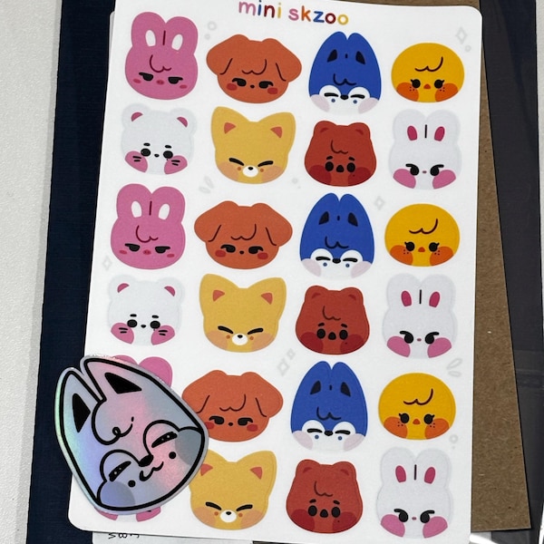 Cute Skzoo Sticker Sheet. Cracked Ice Holographic or Matte. Subtle ...