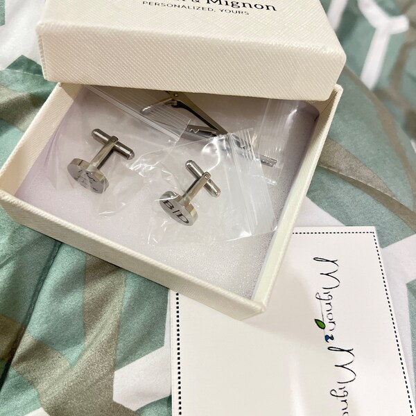 Mens Cuff Links and Tie Clip Custom Set Personalized Fathers Day Gift ...