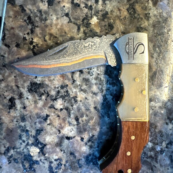 COPPER DAMASCUS HANDMADE Folding Knife, Copper Pocket Knife Ram Horn ...