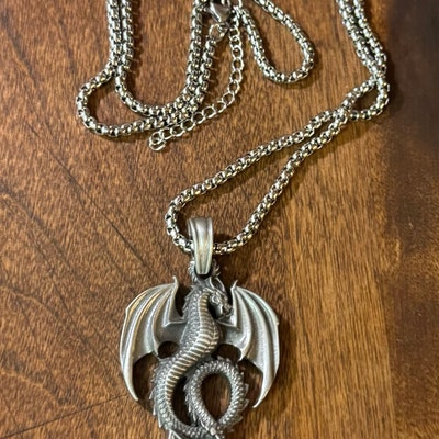 Handmade Silver Dragon Pendant/ Personalized Men's Necklace/ Vintage ...