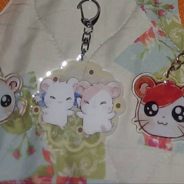 Hamigos! Hamtaro & Bijou Keychain | Cute and Colorful Cartoon Acrylic ...