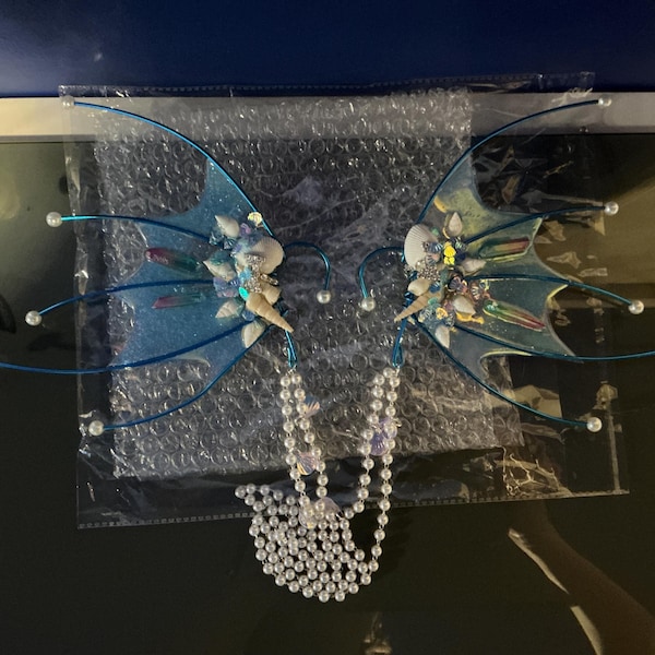 Mermaid Ears, Cerulean Blue, Resin, Fish Fin Ears, Siren Ears, Merfolk ...