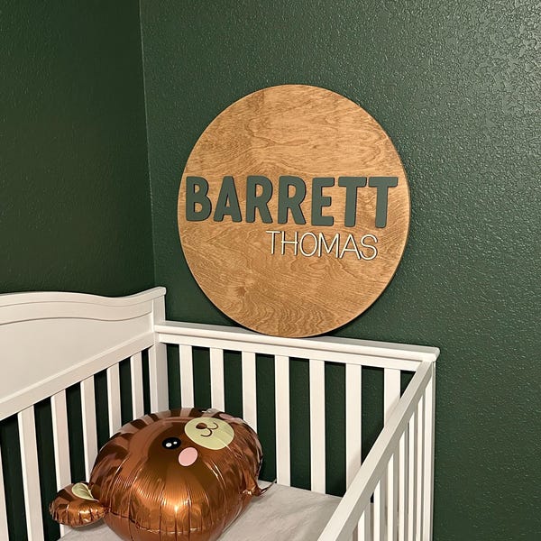 Customized Baby Name Sign, 12-36 Inch, Baby Shower, Round Plaque ...