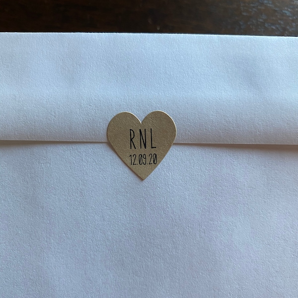 108 Custom Heart Stickers With Initials and Date - Wedding Stickers and ...