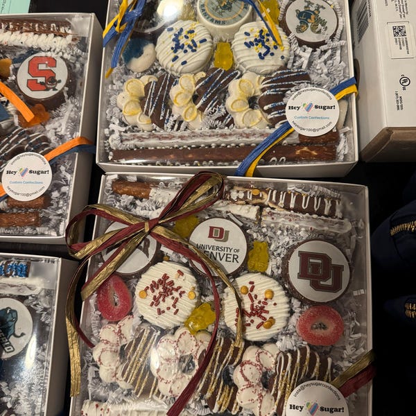 College Commit Custom Chocolate Dipped Treats Gift Box: Graduation ...