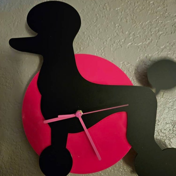 Wagging Tail Poodle Dog - Black & Yellow Silhouette - Wall Clock - Etsy