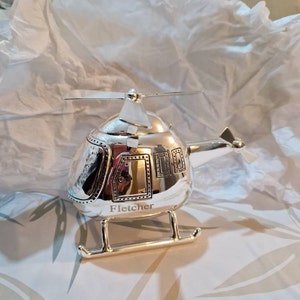 Personalised Engraved Silver-plated Helicopter Bank Money Box ...