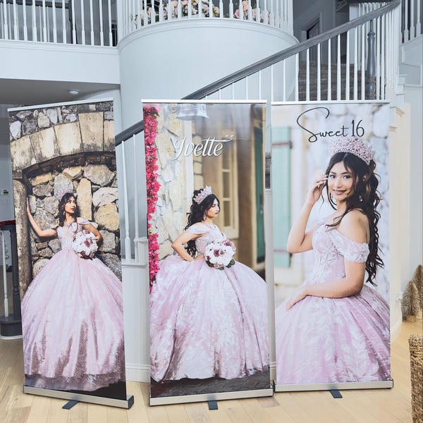 QTY: 3| Custom Quinceanera Retractable 3 Banner Stands Included ...
