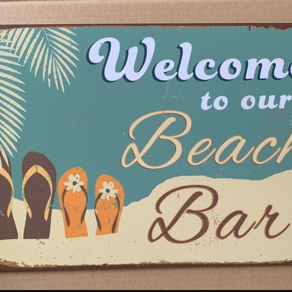 BEACH BAR SIGN, Beach Bar Signs, Vintage Style Beach Bar Sign, Welcome ...