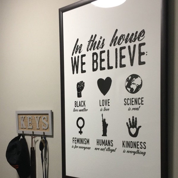 In This House We Believe B&W Poster - Etsy