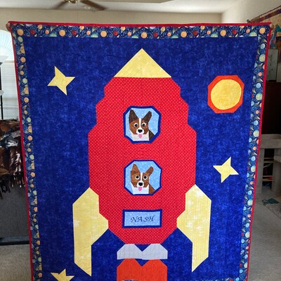 Rocket Baby Quilt Pattern, 3 Sizes: 36x42, 24x28, 48x56, Little Boy ...
