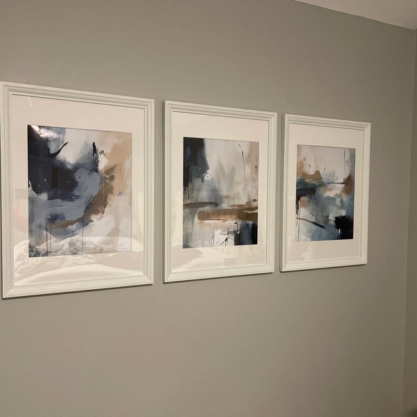 Navy Blue Wall Art Set of 3 Printable Wall Art Modern Blue Art Prints ...