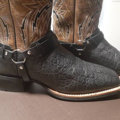 Boot Straps, Leather BLACK Cowboy Boots Harness, Biker Bootstraps With ...
