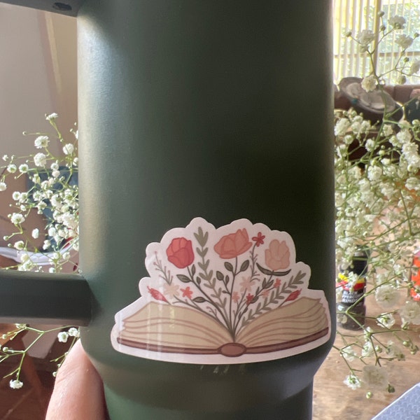 Floral Book Sticker / Open Book Sticker / Reading Sticker / Book ...