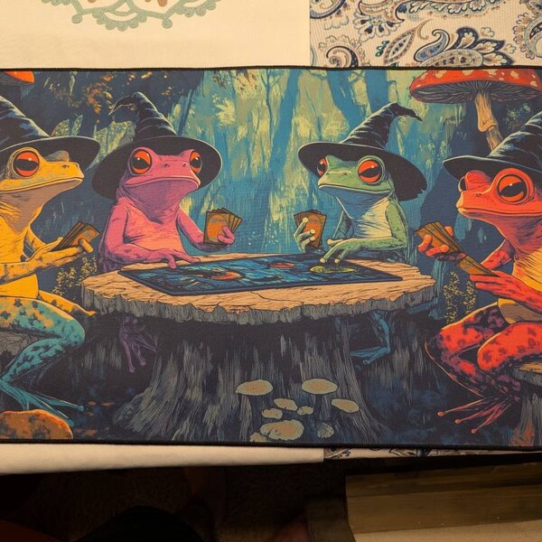 Green Frog Deskmat, Frog Deskmat, Frogs Swimming Office Decor, Home ...