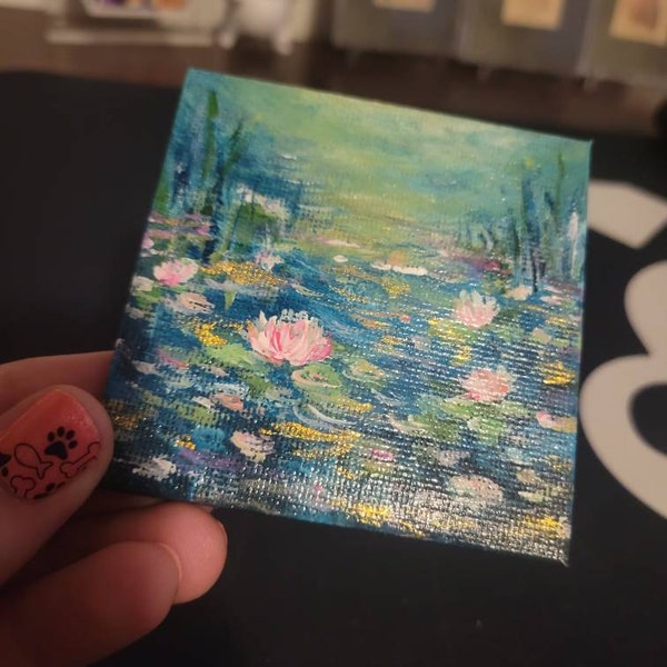 Original Acrylic Painting Abstract Water Lilies Flower, Canvas Painting ...