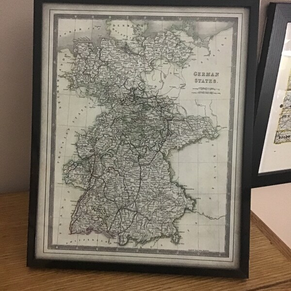 1844 German States Map Print - Vintage Map Art, Antique Map, Old Map ...