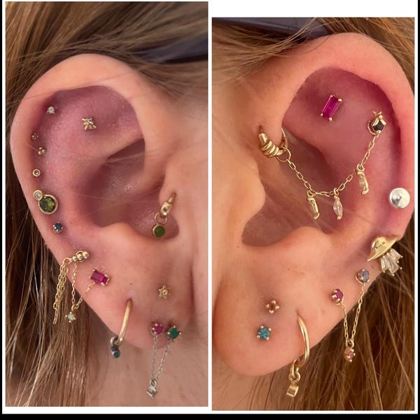 14K Solid Gold Sparkle Dainty Star Stud Earrings, - Etsy