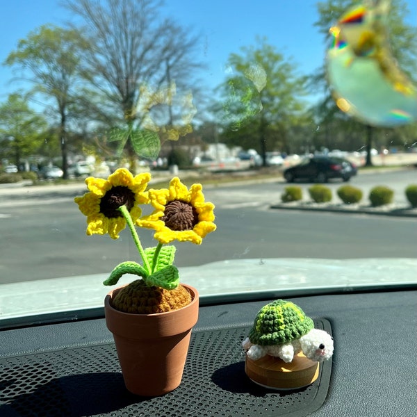 Crochet Turtle Car Dashboard Decor, Turtle Plush Car Dashboard ...
