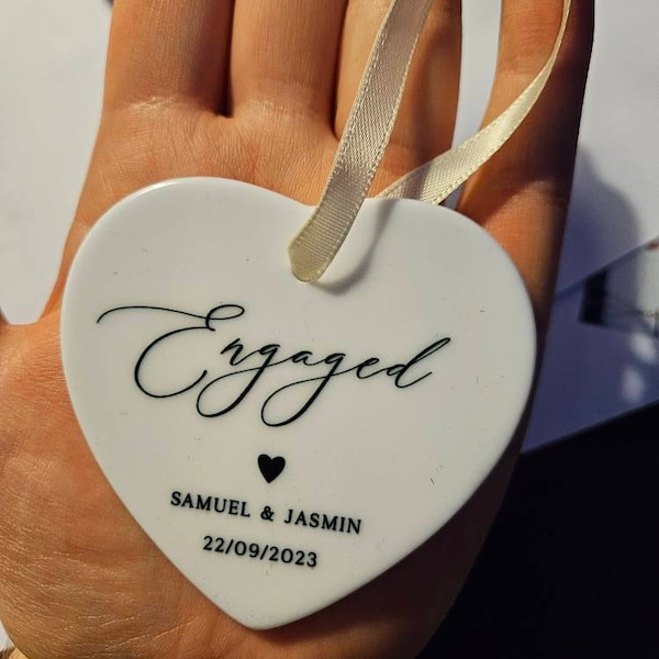 Engagement Gift | Engaged Ceramic Hanging Keepsake | Personalised ...