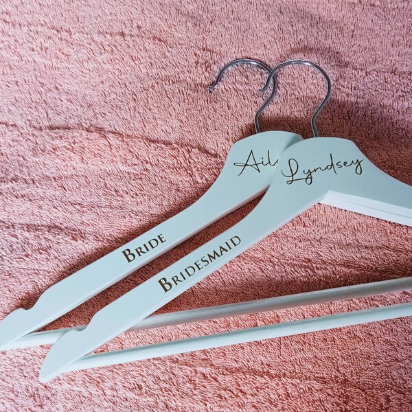 New!personalised Wedding Hangers | White Hangers | Bridesmaid Gift ...