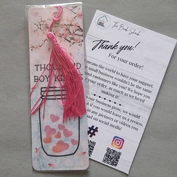 A Thousand Boy Kisses Bookmark, Cute Pink Bookmark, in My Romance Era ...