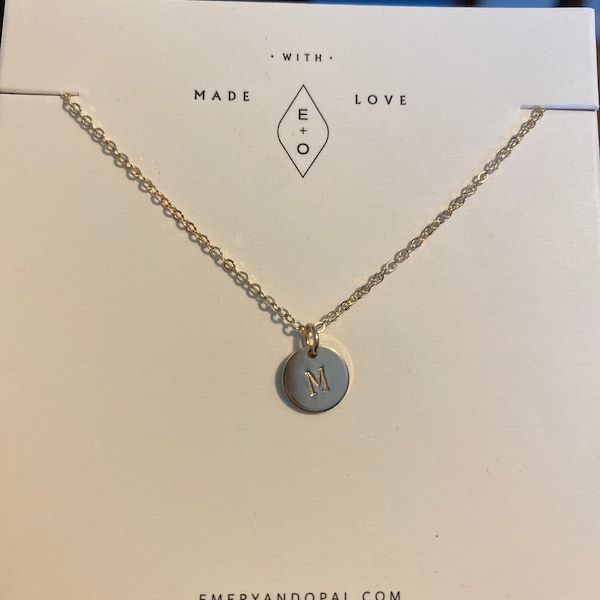 Initial Disc Necklace | Small Coin Initial Necklace | Gold Letter ...