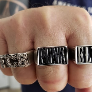 Customized 5 Letters Monogram Ring Name Ring Personalized Initials Gift ...