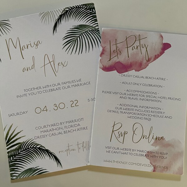 Tropical Wedding Invite, Watercolor Wedding Invite, Custom Wedding ...