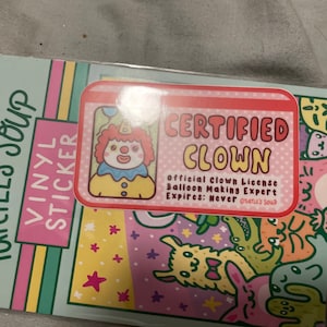 Certified Clown, License, Vinyl Sticker, Funny, Down to Clown, Art ...